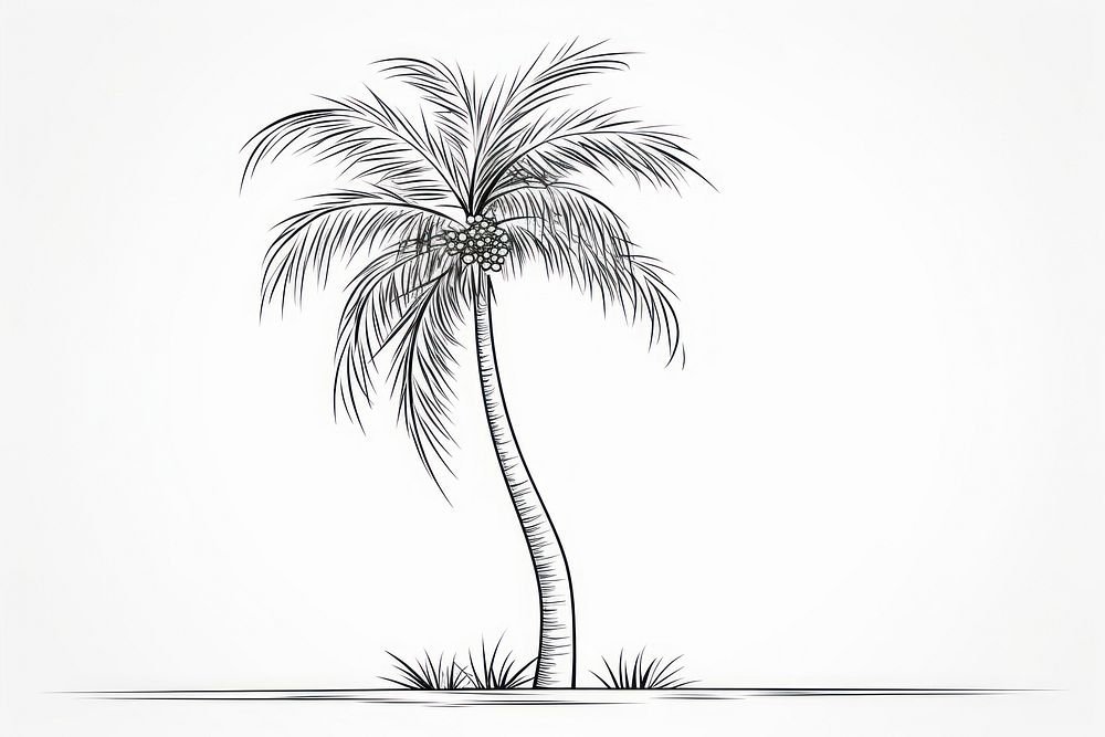 Palm tree sketch drawing plant. | Free Photo Illustration - rawpixel