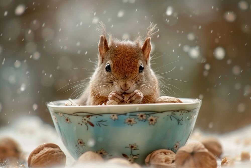 Nutty bowl rodent animal mammal. | Free Photo - rawpixel