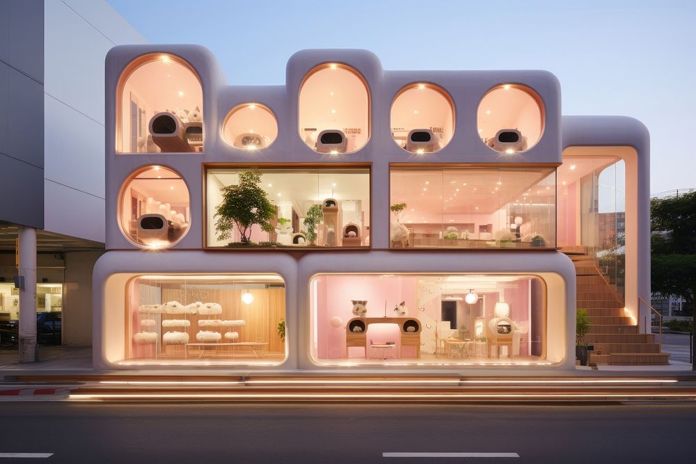 Pet shop building architecture lighting | Free Photo - rawpixel