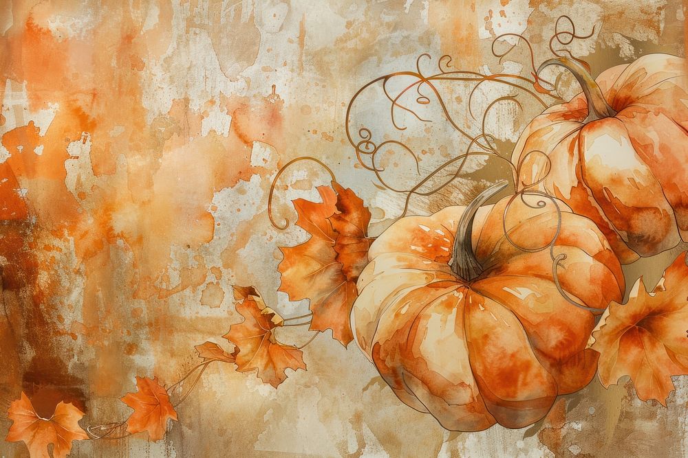 Pumpkin watercolor background pumpkin art | Premium Photo Illustration ...