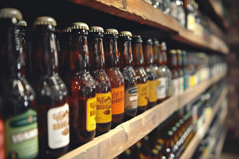 Beer bottles shelf shop drink | Free Photo - rawpixel