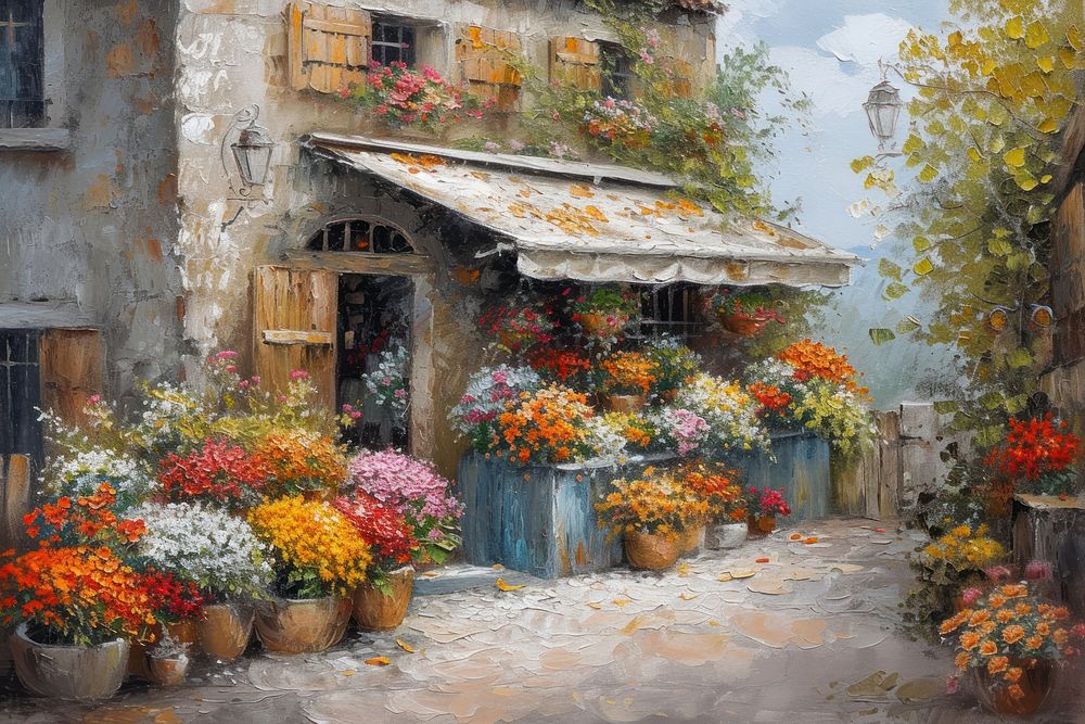 Cute rustic flower shop painting | Premium Photo Illustration - rawpixel