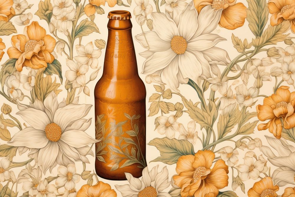 Vintage drawing beer bottle pattern | Free Photo Illustration - rawpixel