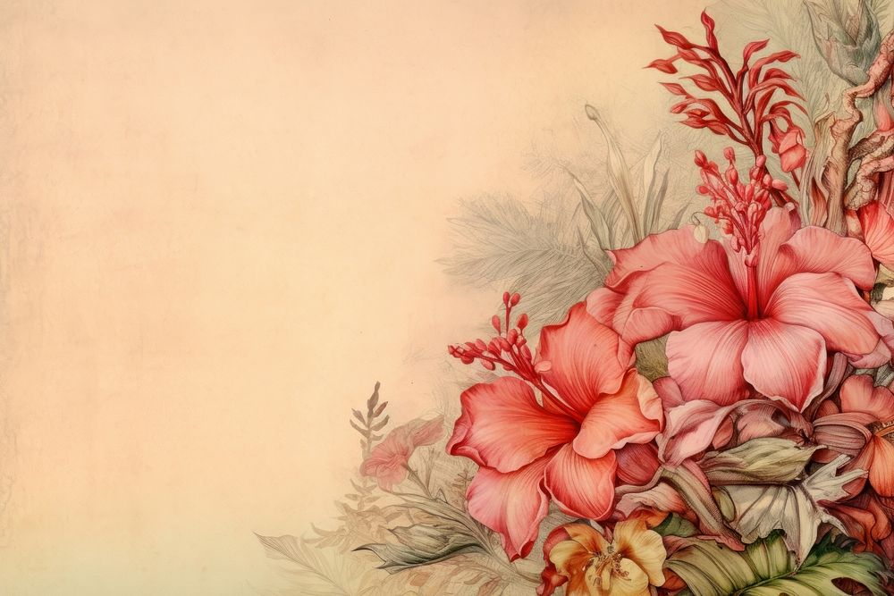 Vintage drawing safari flower hibiscus | Premium Photo Illustration ...