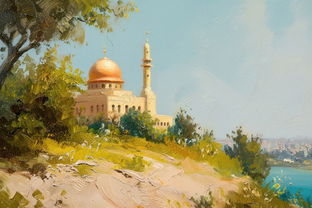 Islamic Simple Mosque architecture painting | Free Photo Illustration ...