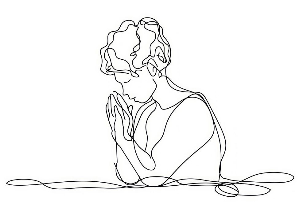 Praying person drawing sketch doodle. | Free Photo Illustration - rawpixel