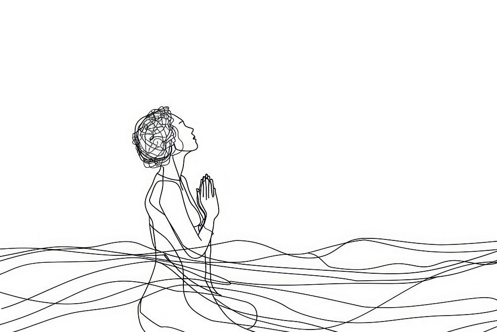 Praying person drawing sketch line. | Premium Photo Illustration - rawpixel