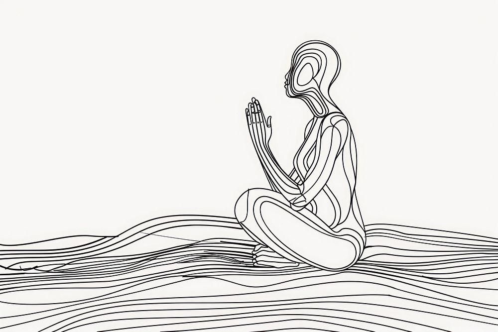Praying person drawing sketch line. | Premium Photo Illustration - rawpixel