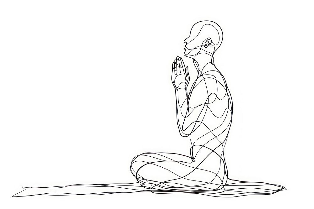 Praying person drawing sketch line. | Free Photo Illustration - rawpixel