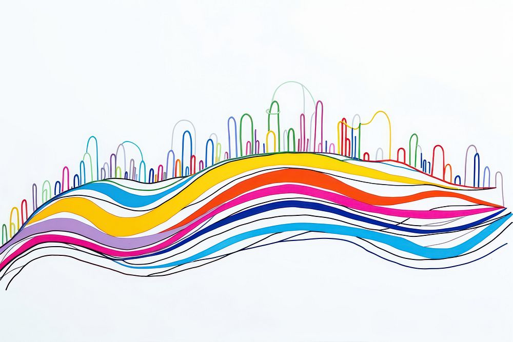 Continuous line drawing rainbow outdoors | Premium Photo Illustration ...