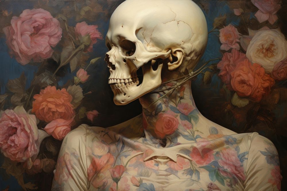 Bone painting flower bone. | Premium Photo Illustration - rawpixel