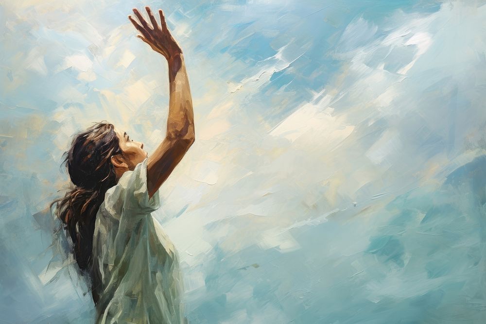 Praying painting art sky. | Premium Photo Illustration - rawpixel
