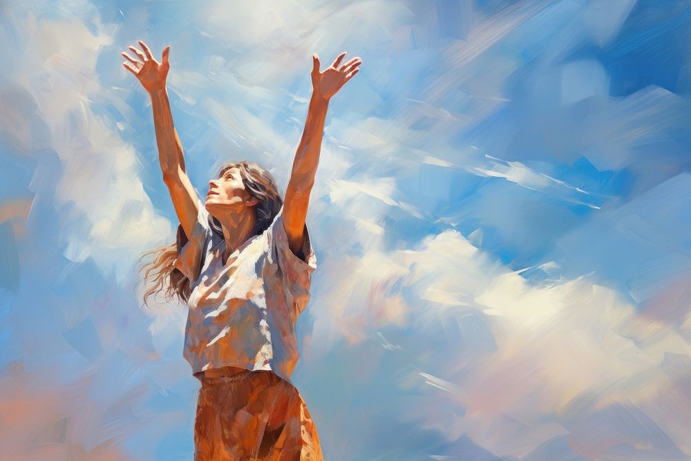 Praying painting hand sky. | Free Photo Illustration - rawpixel