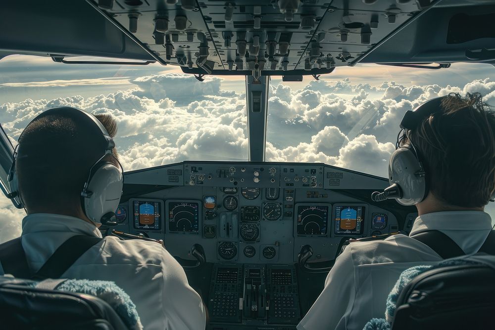 Pilots driving airplane cockpit aircraft | Premium Photo - rawpixel
