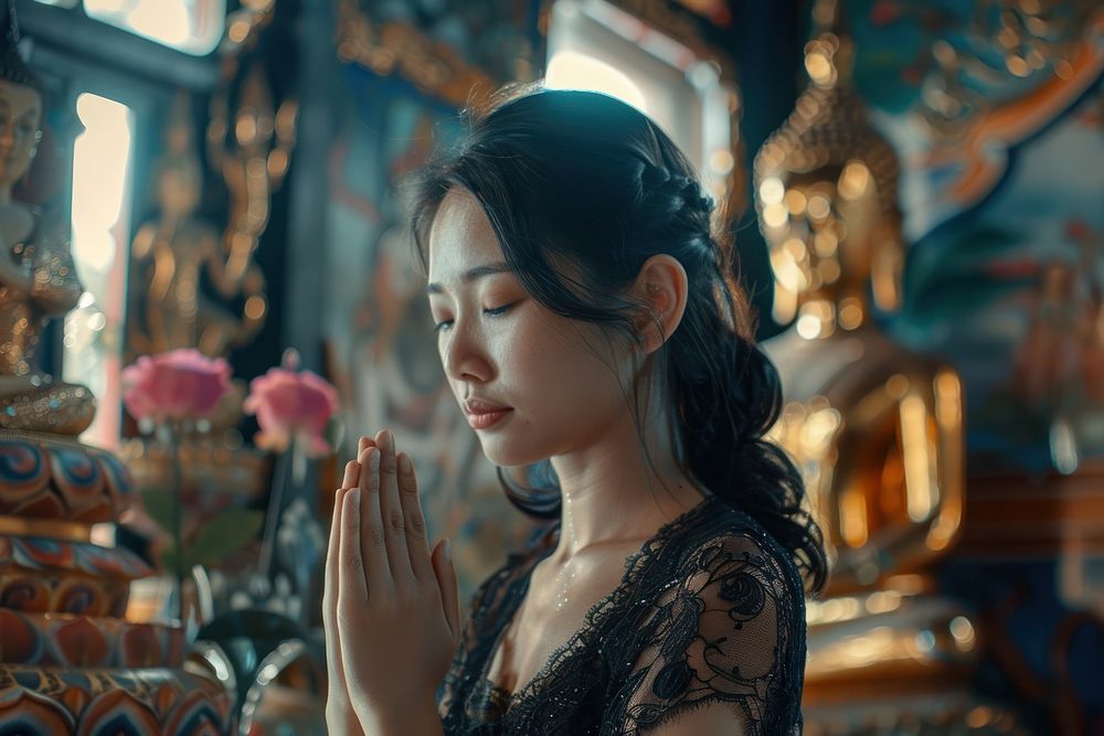 Praying temple adult woman. | Free Photo - rawpixel