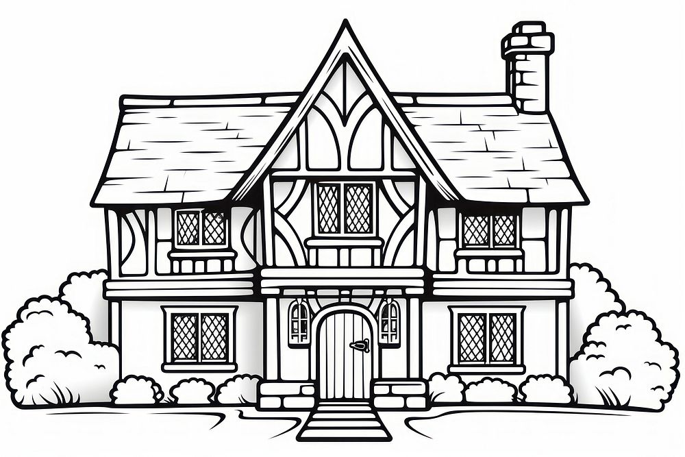 Tudor home sketch architecture building. | Premium Photo Illustration ...