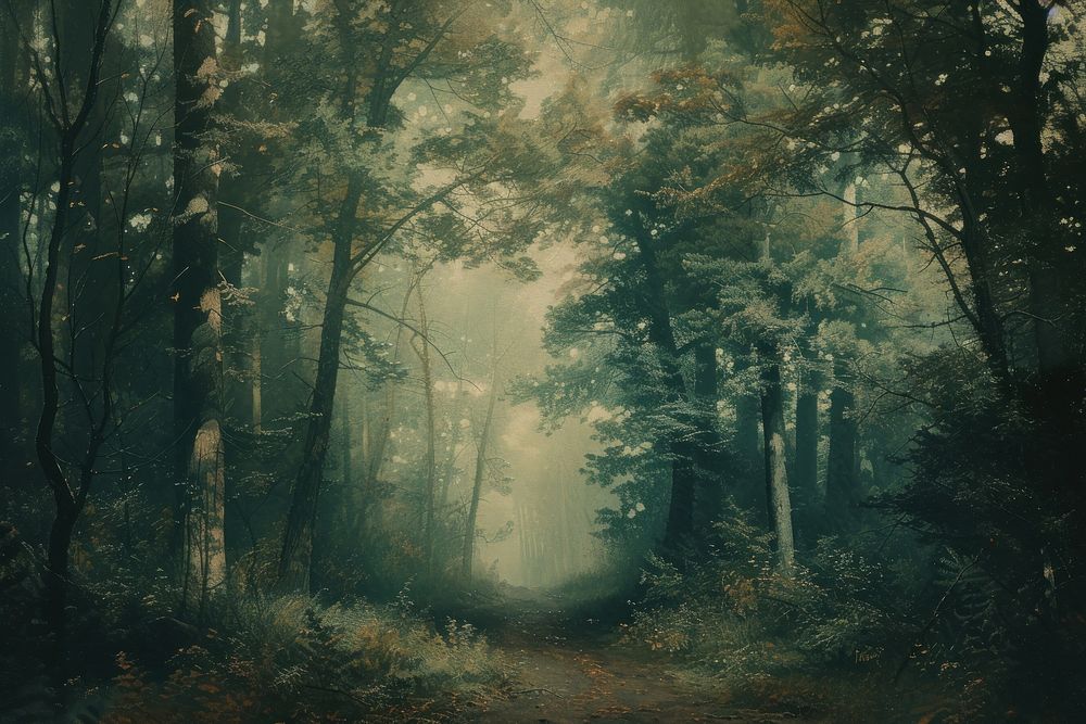 Green forest painting landscape outdoors. | Premium Photo Illustration ...