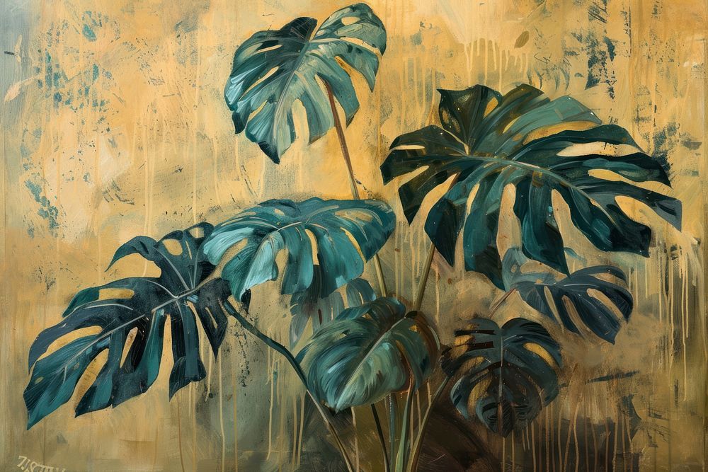 Monstera plant painting art leaf. | Premium Photo Illustration - rawpixel