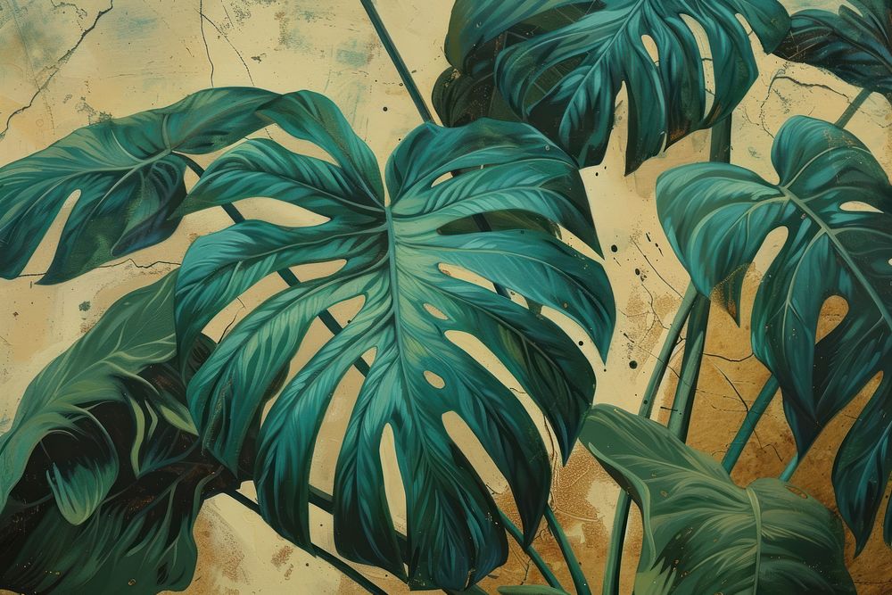 Monstera plant painting art nature. | Premium Photo Illustration - rawpixel
