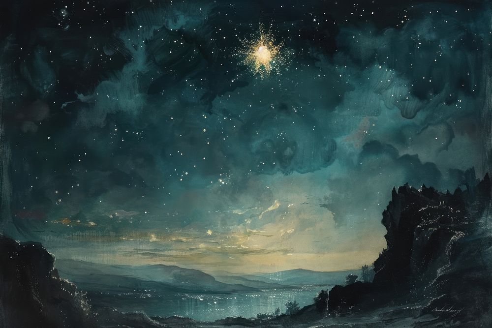 Night sky stars painting astronomy | Free Photo Illustration - rawpixel