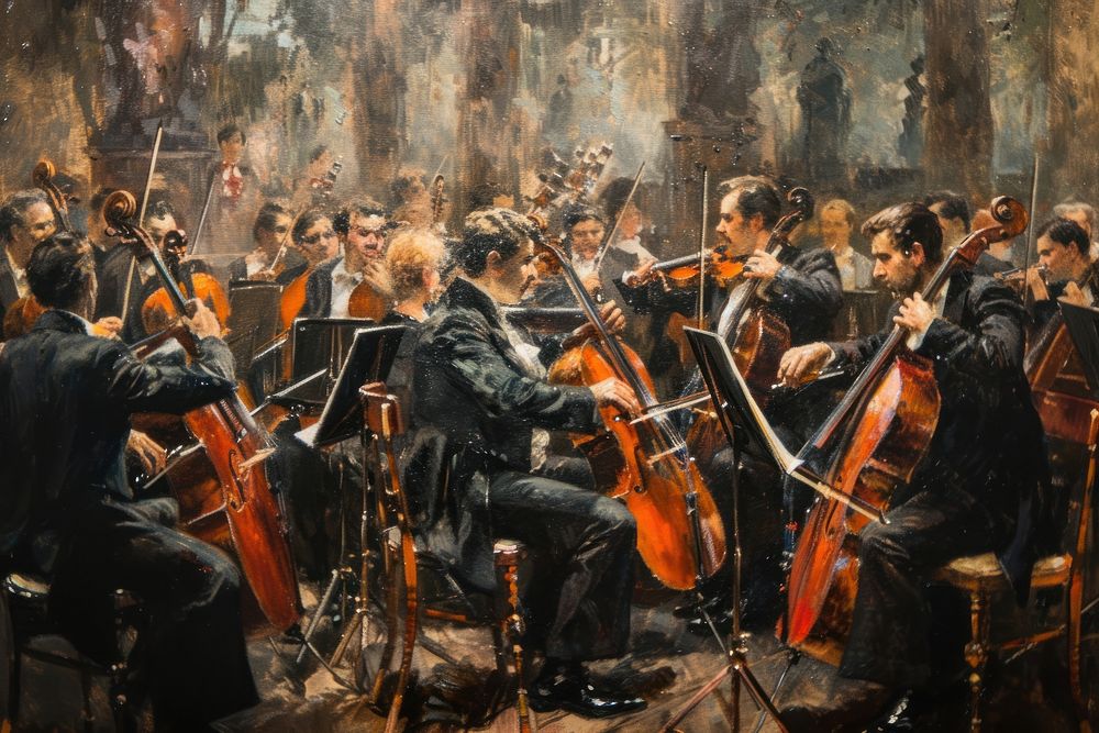 Orchestra painting musician violin. | Premium Photo Illustration - rawpixel