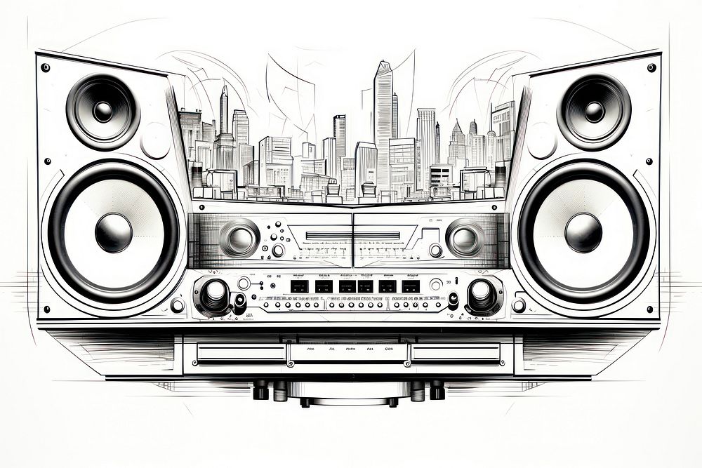 Audio speaker sketch architecture electronics. | Free Photo ...