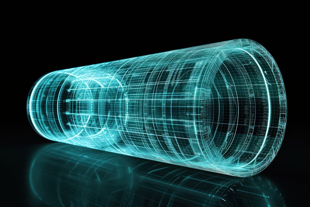 Glowing wireframe cylinder tube futuristic | Free Photo Illustration ...