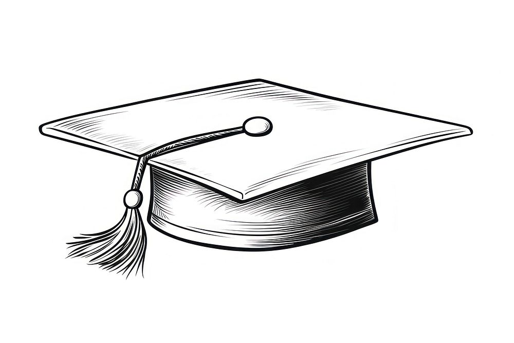 Graduation hat sketch drawing white. | Free Photo Illustration - rawpixel