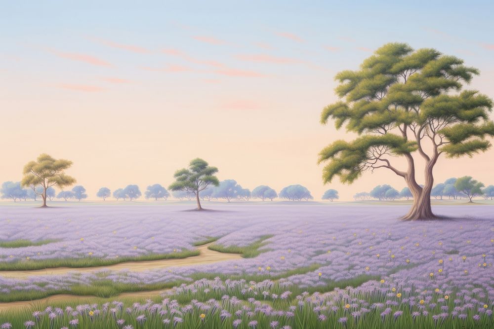 Painting viola field landscape grassland | Premium Photo Illustration ...