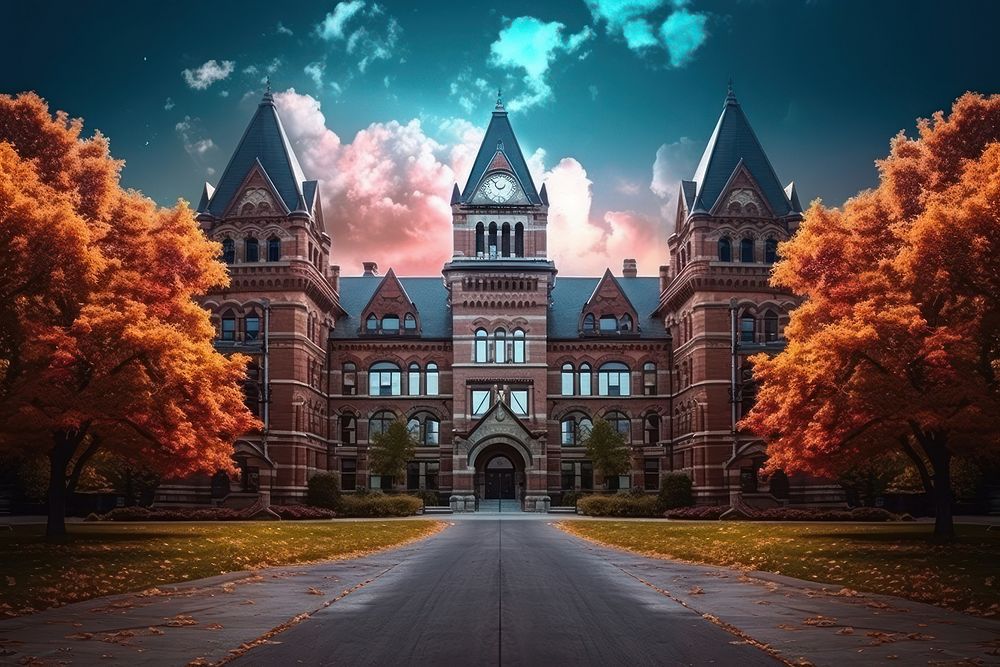 University architecture building autumn. | Premium Photo - rawpixel