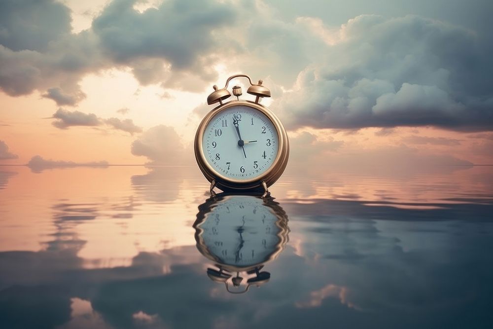 Photography clock cloud tranquility reflection. | Premium Photo ...