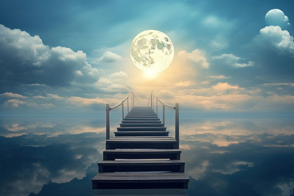 Photography stairs moon architecture astronomy. | Premium Photo ...