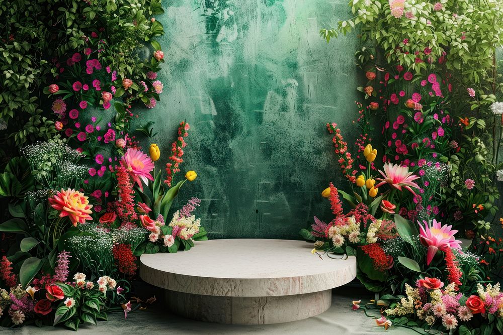 Product podium spring flower garden | Premium Photo - rawpixel
