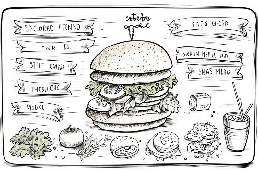 Sanwich menu board sketch drawing | Free Photo Illustration - rawpixel