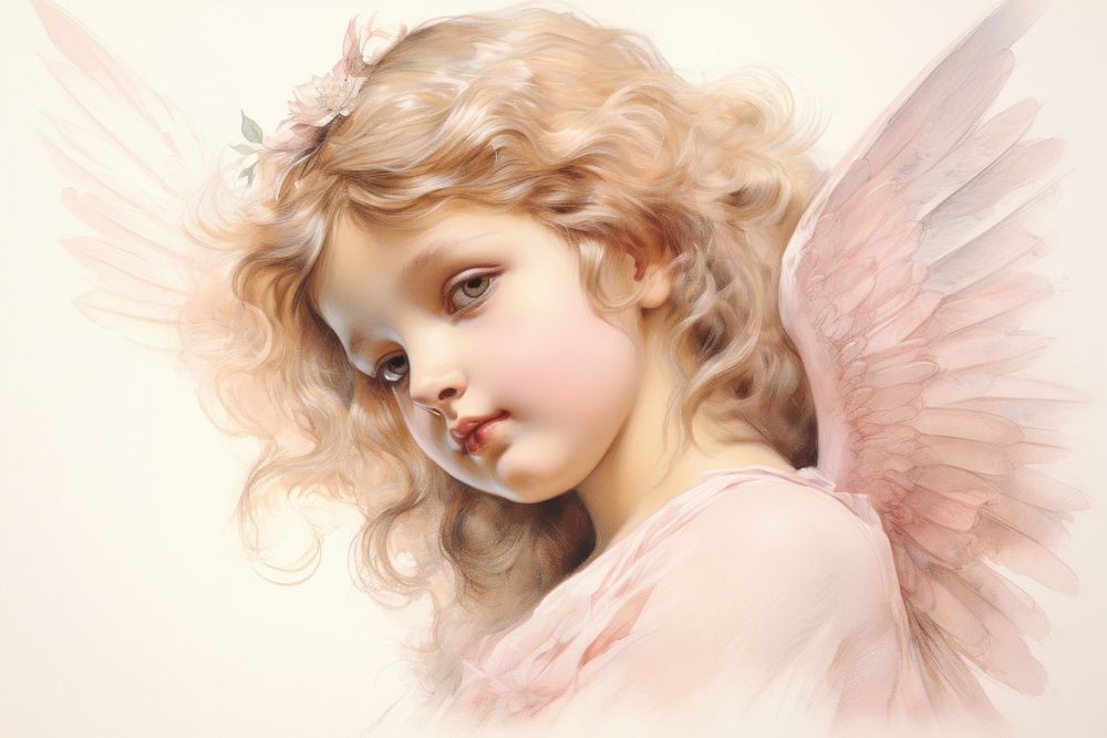Painting angel portrait drawing representation. | Free Photo ...