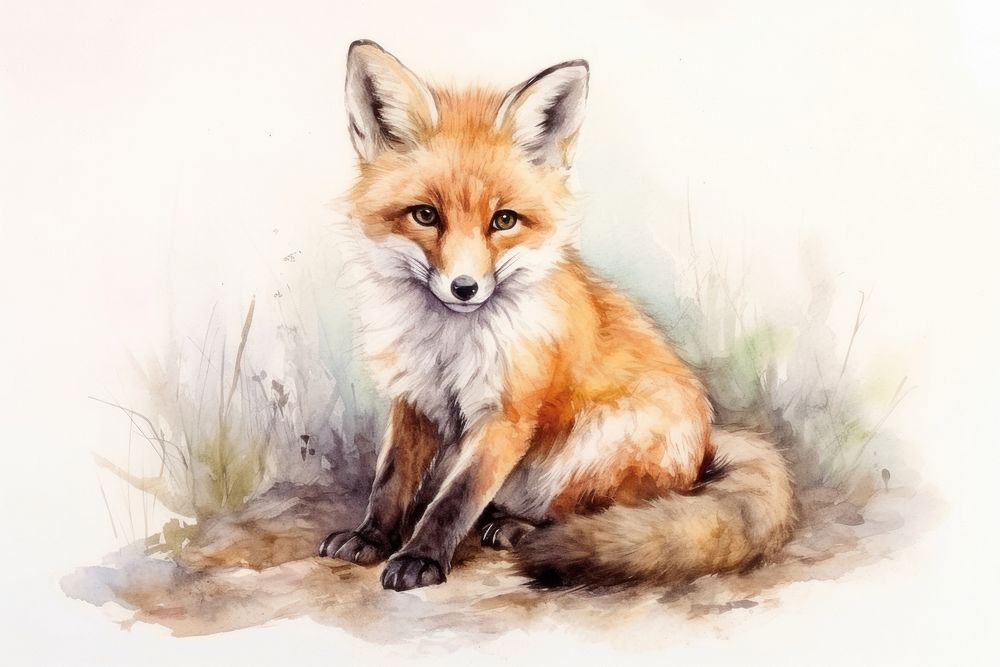 Painting fox wildlife drawing animal. | Free Photo Illustration - rawpixel