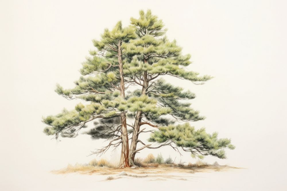 Painting pine tree drawing sketch | Free Photo Illustration - rawpixel