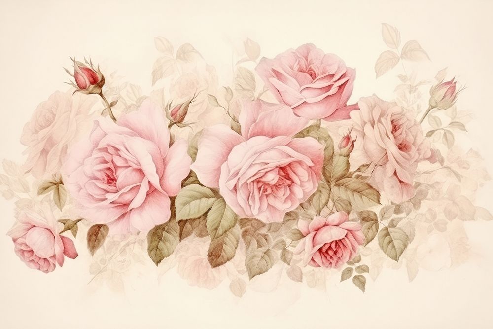 Painting rose field pattern drawing | Free Photo Illustration - rawpixel