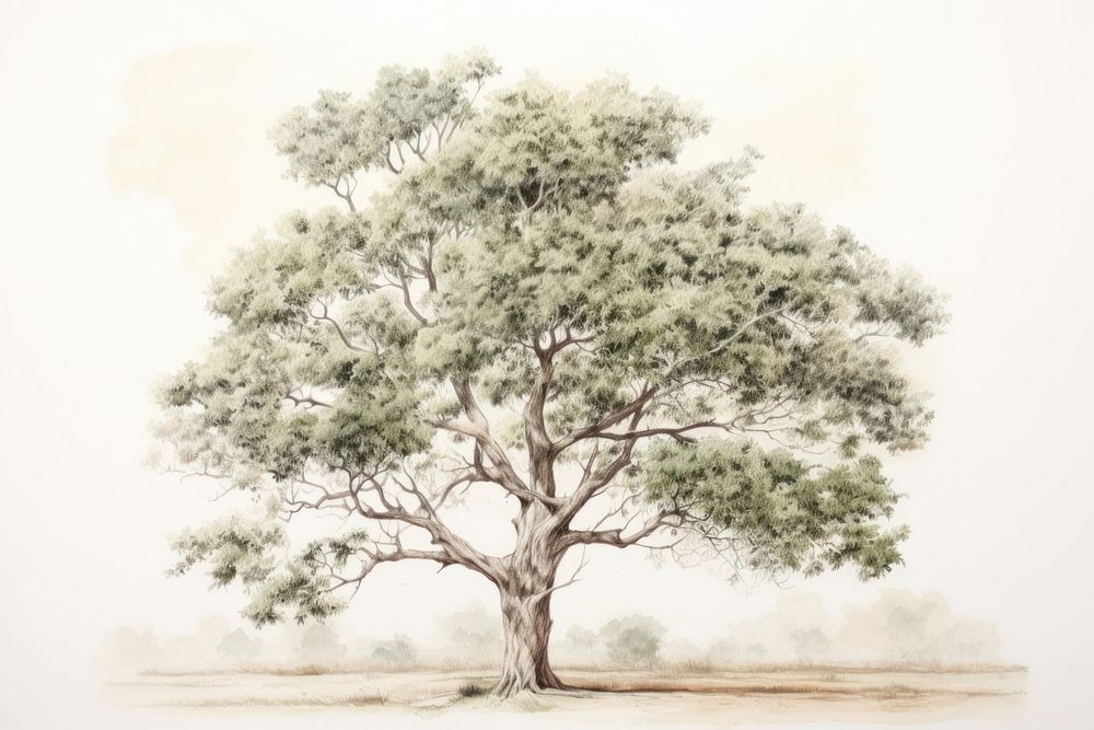 Painting tree drawing sketch plant. | Free Photo Illustration - rawpixel