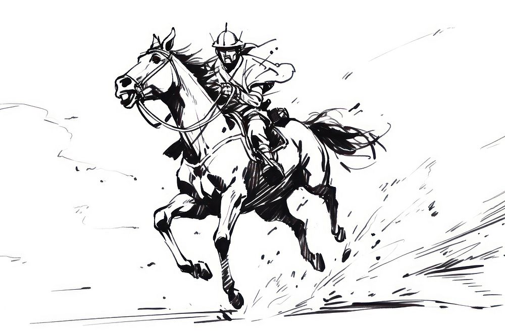 Horse riding sketch drawing cartoon. | Premium Photo Illustration ...