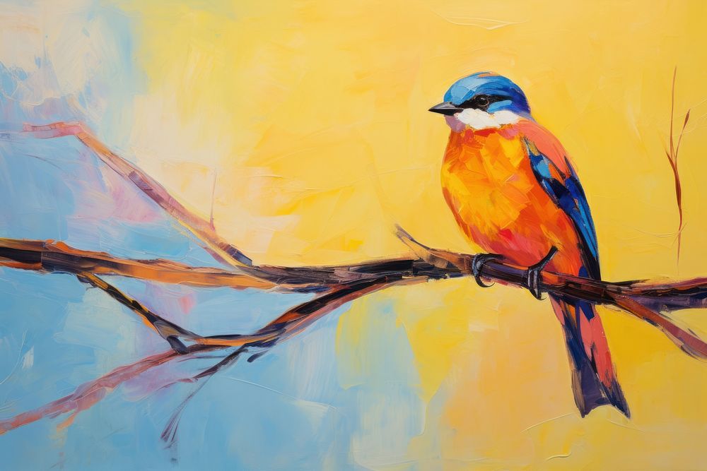 Bird branch painting bird animal. | Premium Photo Illustration - rawpixel