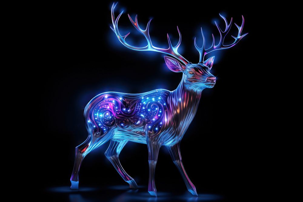 Neon deer animal mammal light. | Premium Photo Illustration - rawpixel