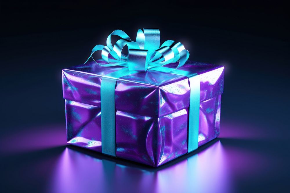 Neon gift box purple light | Premium Photo Illustration - rawpixel