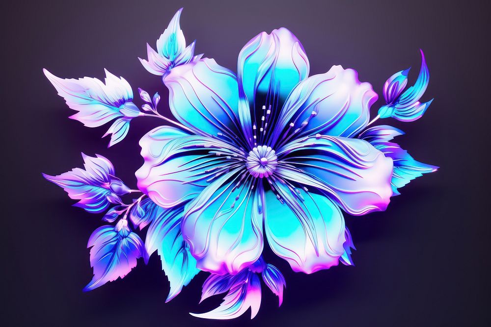 Neon lavender flower pattern purple | Free Photo Illustration - rawpixel