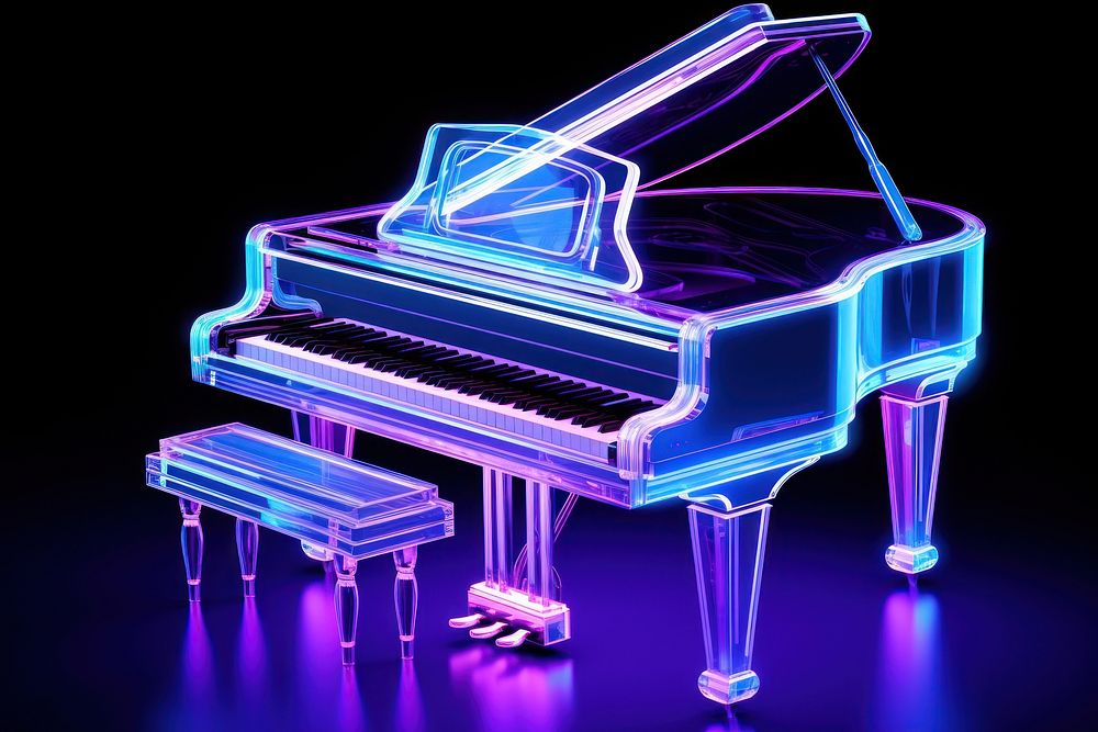 Neon piano keyboard harpsichord illuminated. | Premium Photo ...