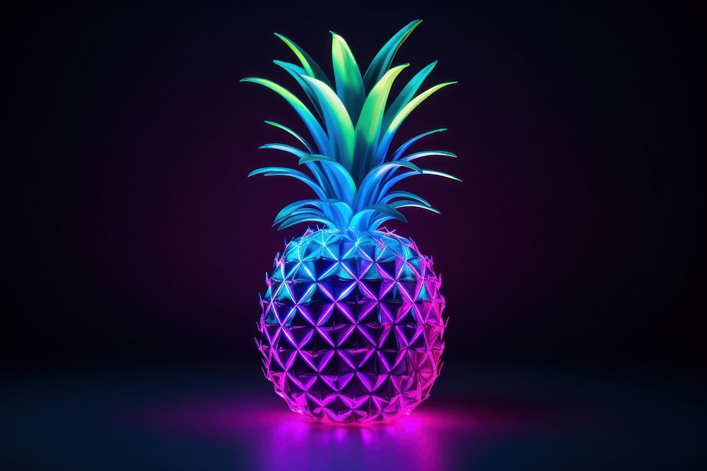 Neon pineapple light plant fruit. | Premium Photo Illustration - rawpixel