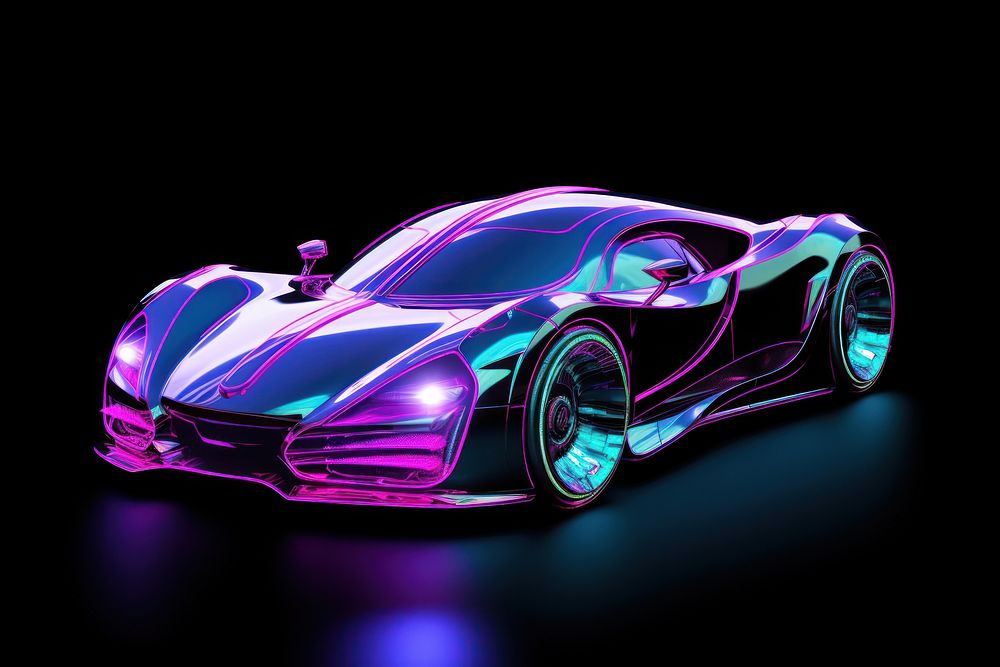 Neon super car vehicle purple | Free Photo Illustration - rawpixel