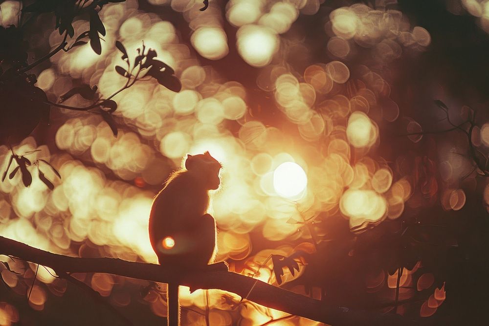 Monkey sunset mammal tree. | Free Photo - rawpixel