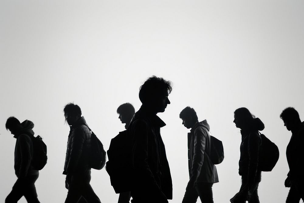 People walking line silhouette backlighting | Free Photo - rawpixel