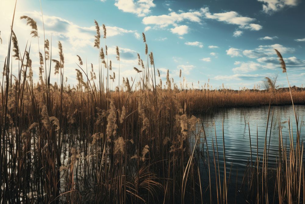 Marsh reed sky landscape. | Premium Photo - rawpixel